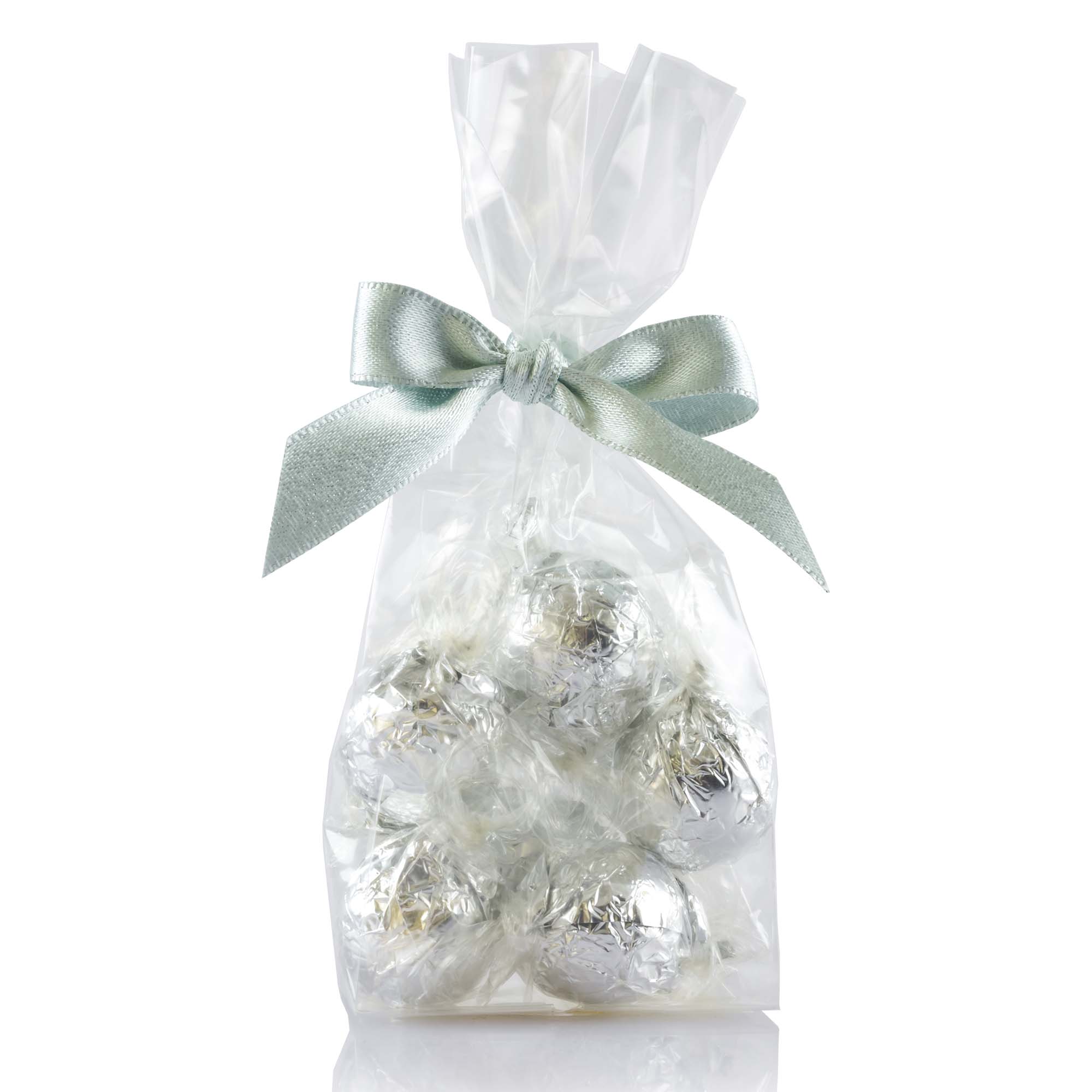 Pralinékugeln Silber gefüllt im Säckli 8 Stk, 96g | Geschenkkörbe.ch